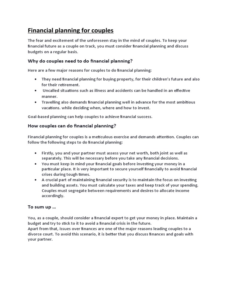 Couples' Financial Planning Guide | PDF