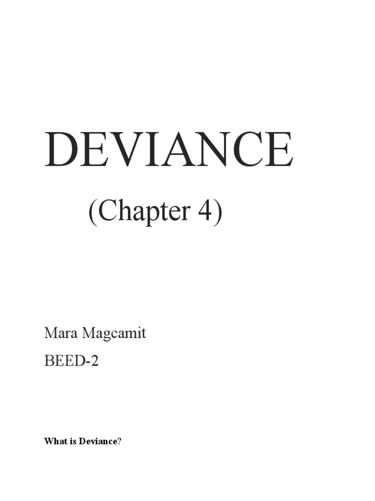 Deviance: (Chapter 4) | PDF | Deviance (Sociology) | Scientific Theories
