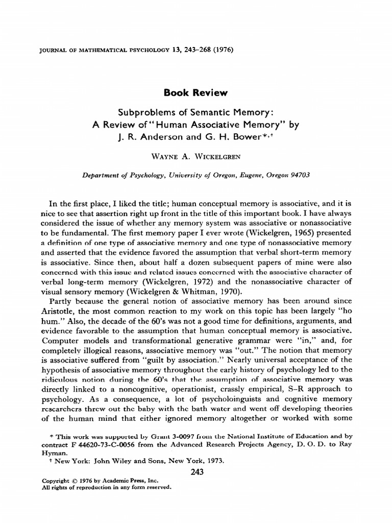 Human Associative Memory PDF | PDF | Memory | Adjective