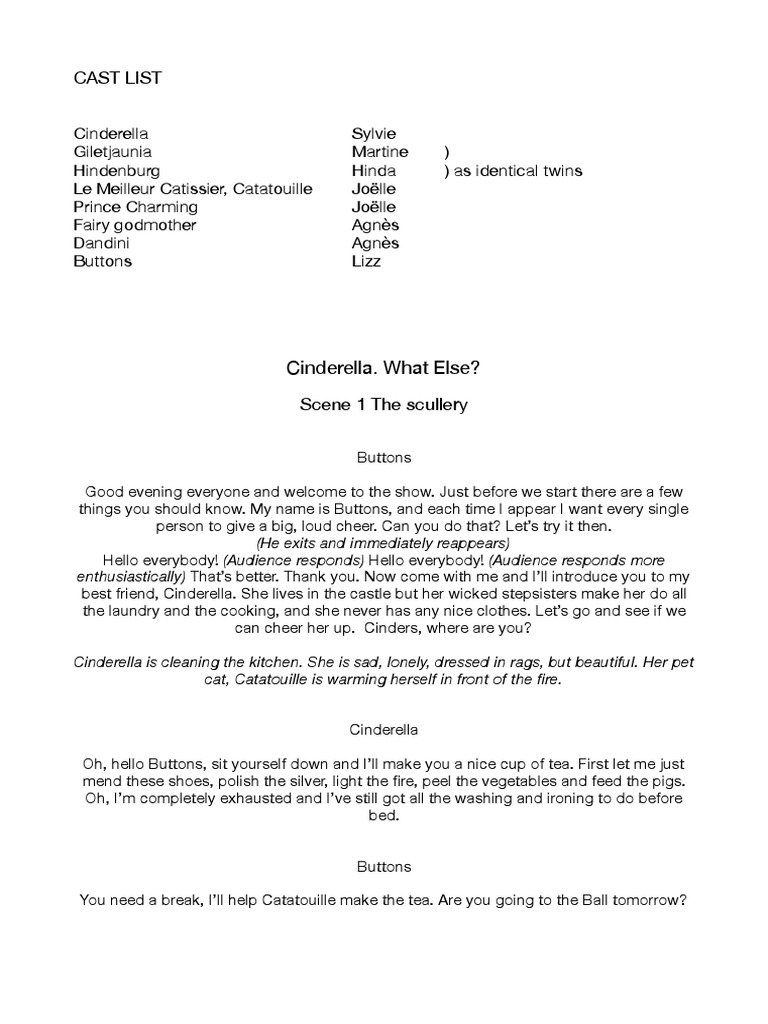 Cinderella Script | PDF | Cinderella | Clothing
