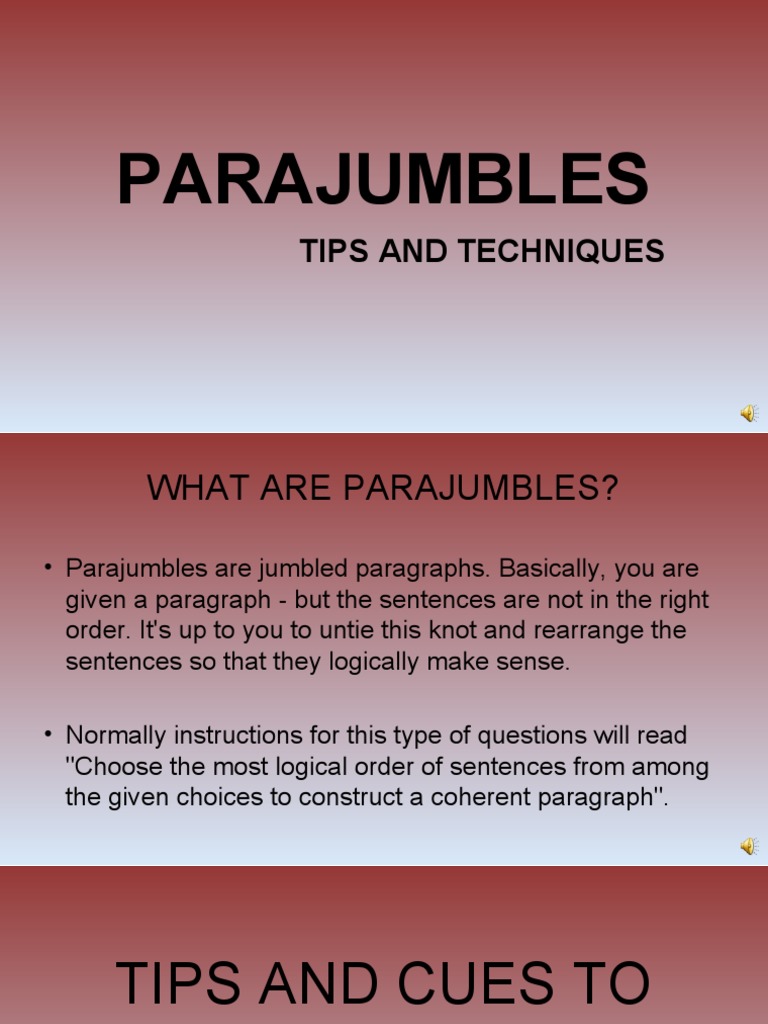 Parajumbles: Tips and Techniques | PDF | Noun | Sentence (Linguistics)