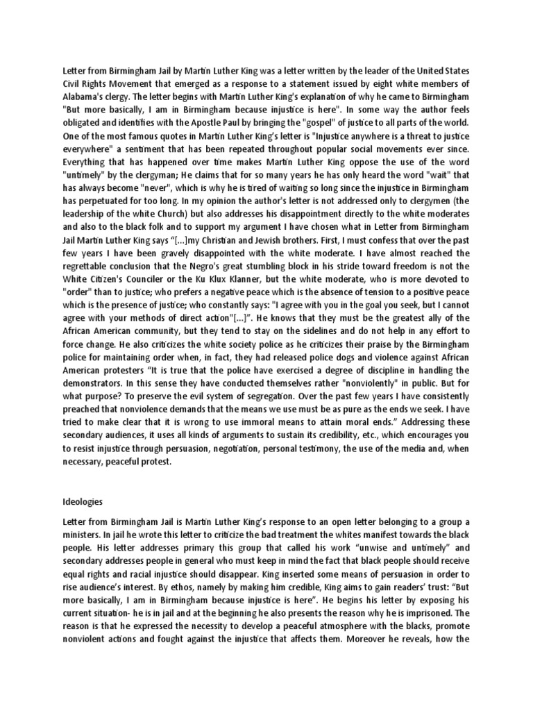 Letter From Birmingham Jail | PDF | Martin Luther King Jr.