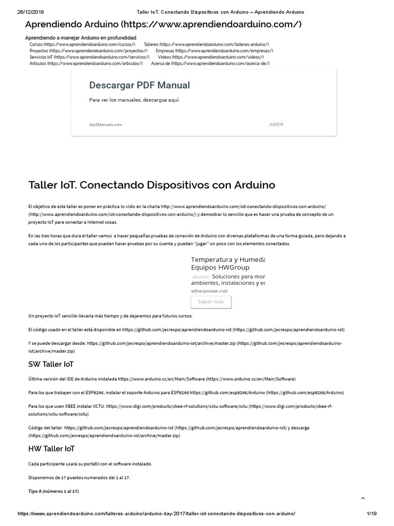 Taller IoT. Conectando Dispositivos Con Arduino - Aprendiendo Arduino ...