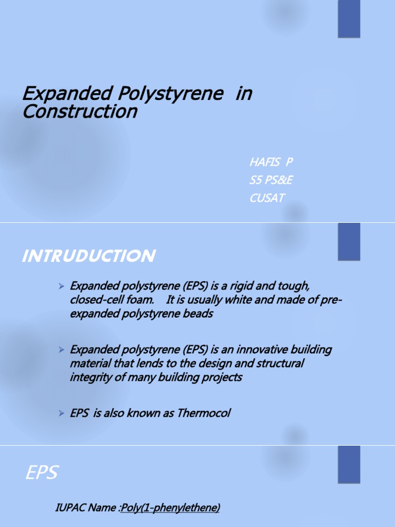 Expanded Polystyrene in Construction: Hafis P S5 Ps&E Cusat | PDF ...