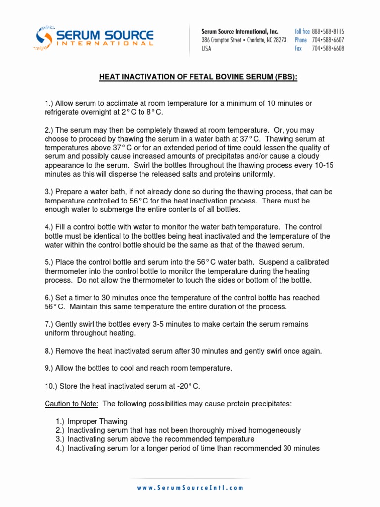 Heat Inactivation Protocol | PDF