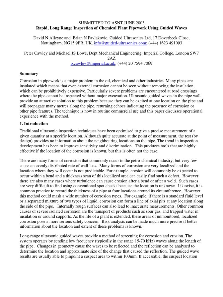 GUL 2003 ASNT Pipe Inspection Small | PDF | Pipe (Fluid Conveyance ...