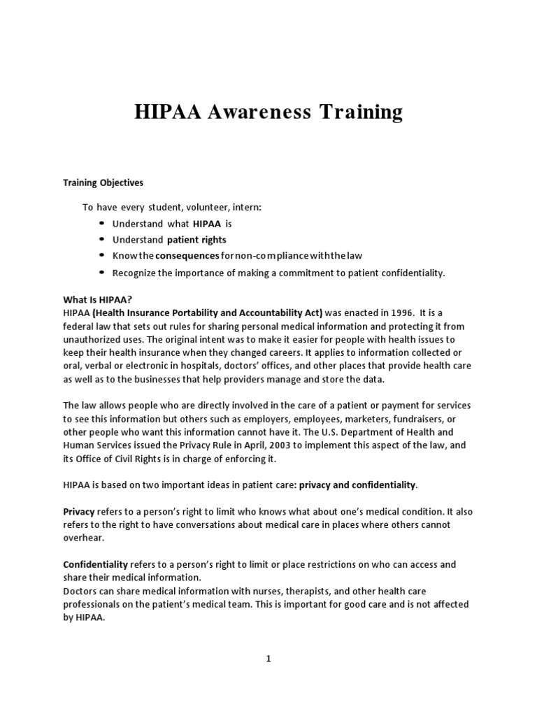 Protecting Patient Privacy: An Introduction to HIPAA Awareness Training ...