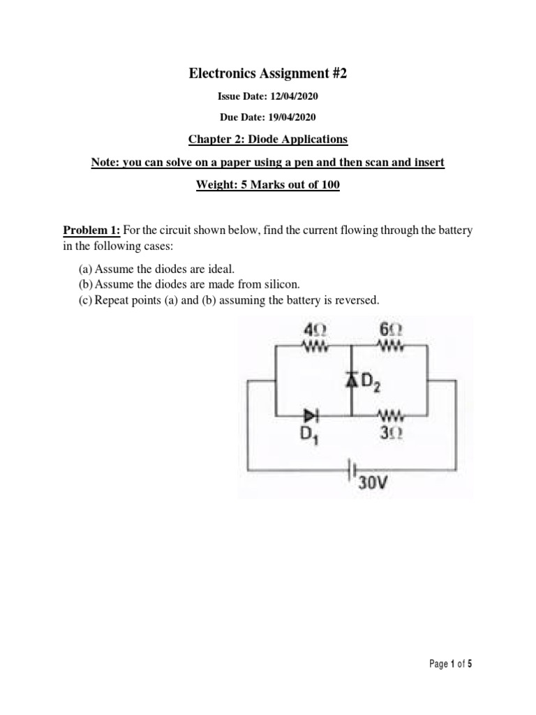 Electronics Assignment #2 2 PDF | Download Free PDF | Diode | Rectifier