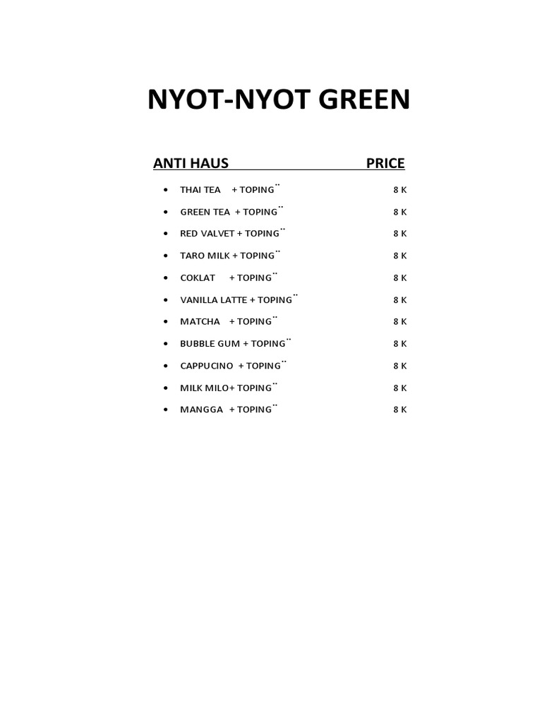 Nyot-Nyot Green: Anti Haus Price | PDF