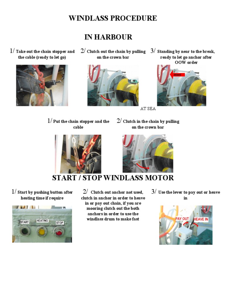 Windlass Procedure in Harbour: Take Out The Chain Stopper and Clutch ...