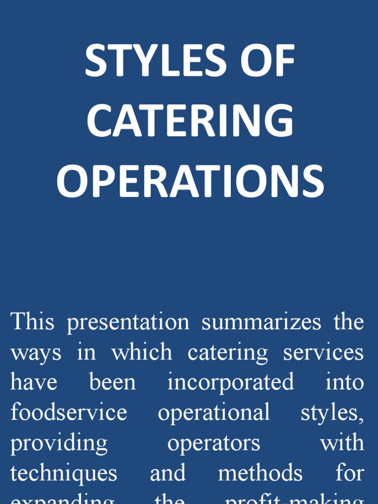 Catering Operations | PDF | Delicatessen | Foodservice