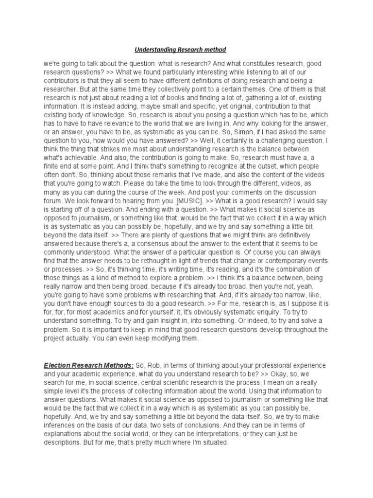 Understanding Research Method | PDF | Question | Inquiry