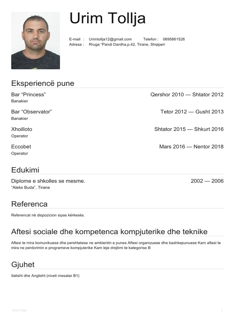 CV - Ja - Ime 2 PDF | PDF