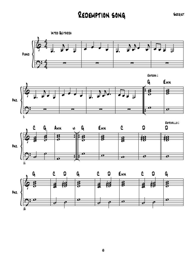 Redemption Song (Piano) | PDF