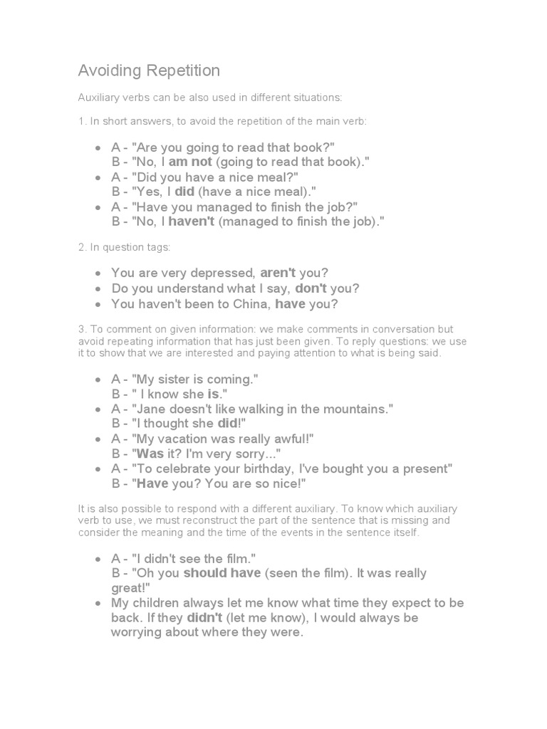 Avoiding Repetition | PDF