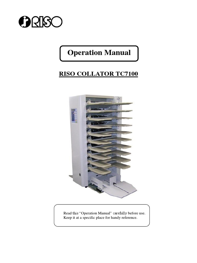 Operation Manual: Riso Collator Tc7100 | PDF | Electromagnetic Interference | Paper