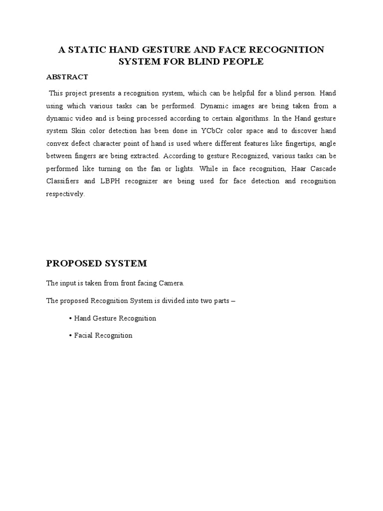 A Static Hand Gesture and Face Recognition System For Blind People ...