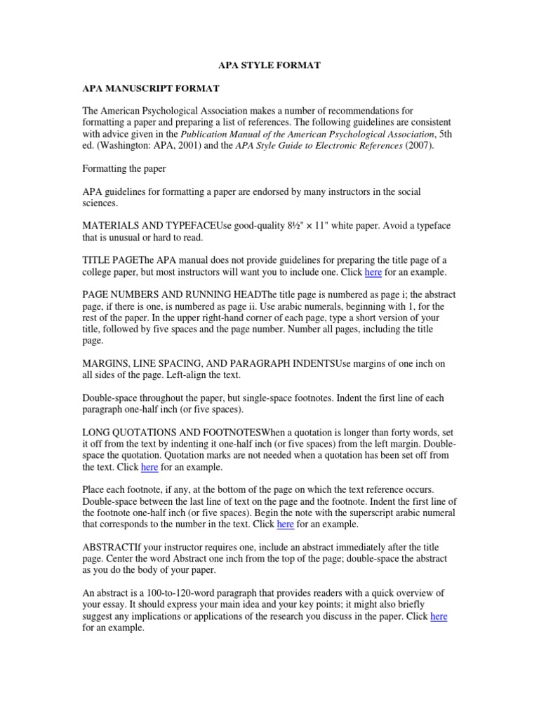 Apa Style Format | PDF | Note (Typography) | Paragraph