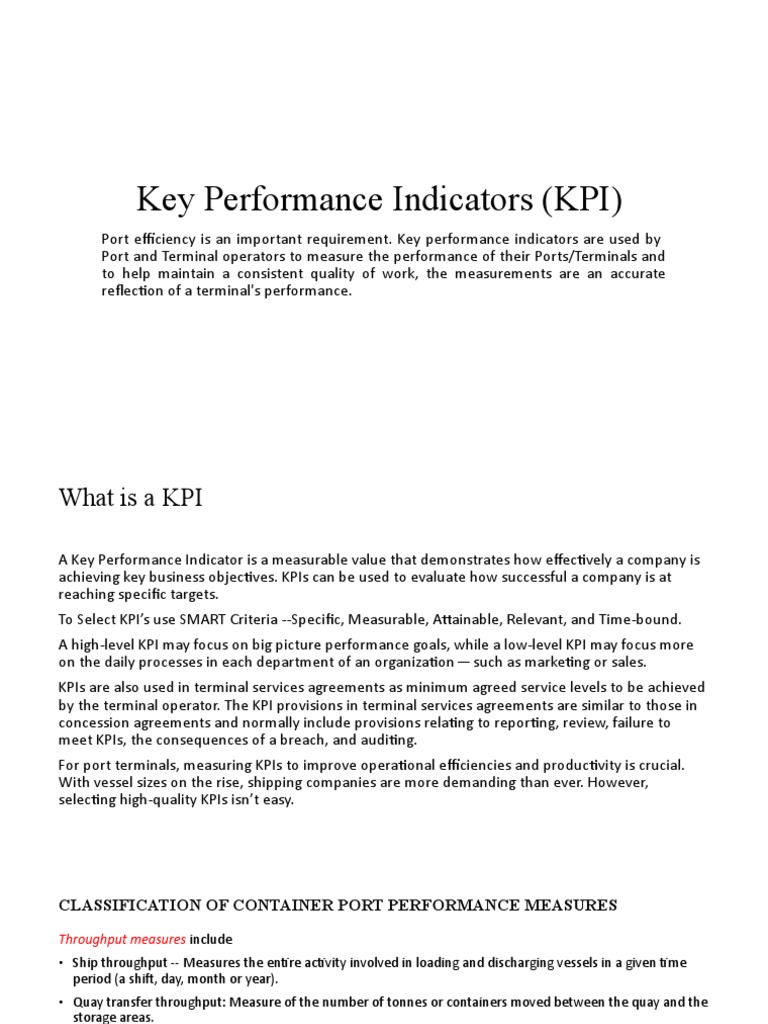 Chapter 6 Key Performance Indicators | PDF | Containerization ...