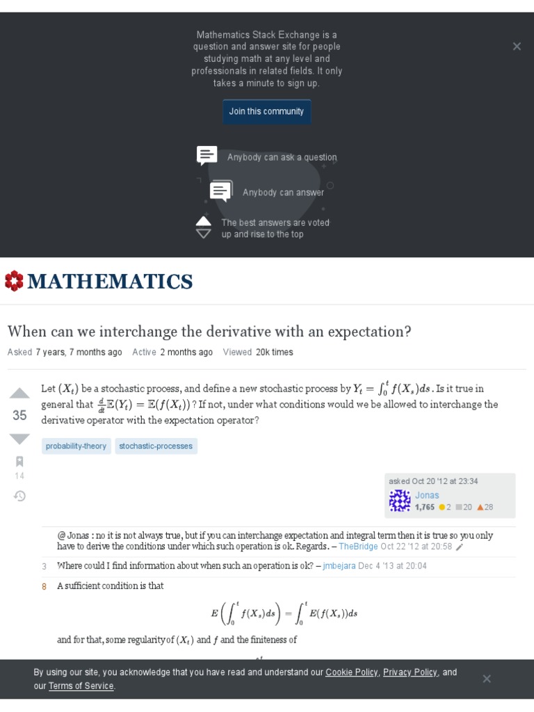 Probability Theory - When Can We Interchange The Derivative With An Expectation - Mathematics ...