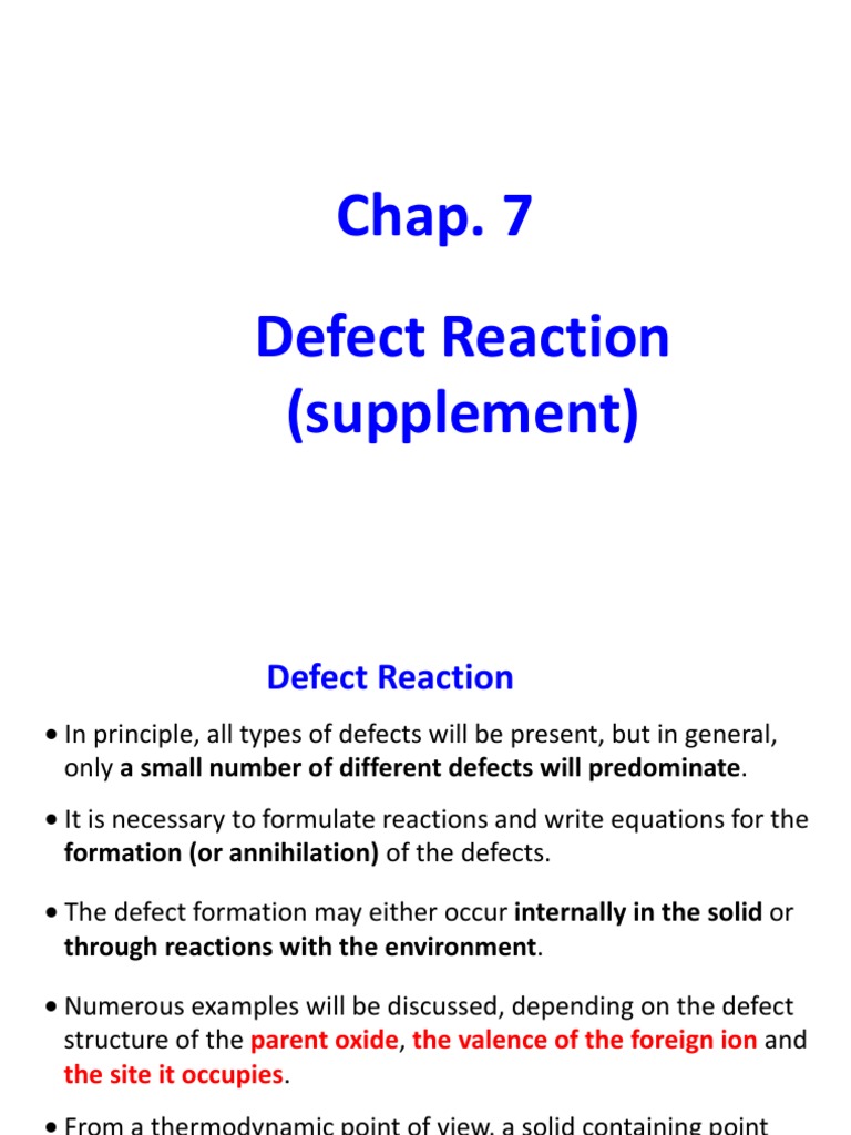 Defects Reactions 2 PDF | PDF | Ion | Hydrogen