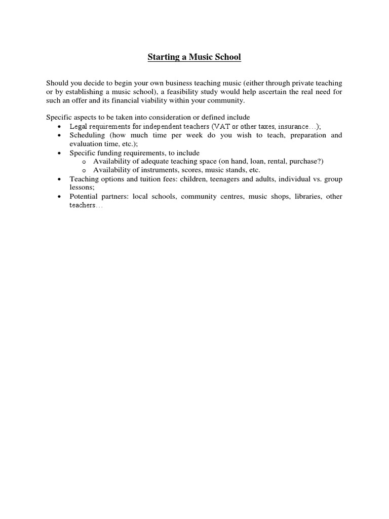 Starting Your Own Music School Guide | PDF