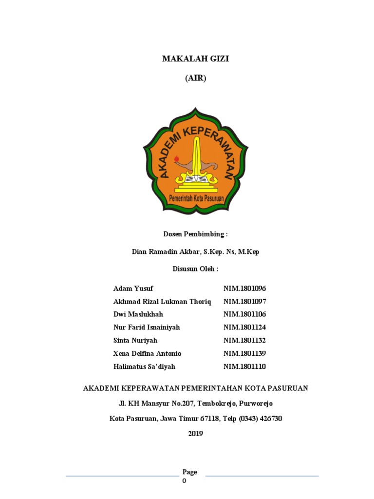 Makalah Gizi (AIR) | PDF