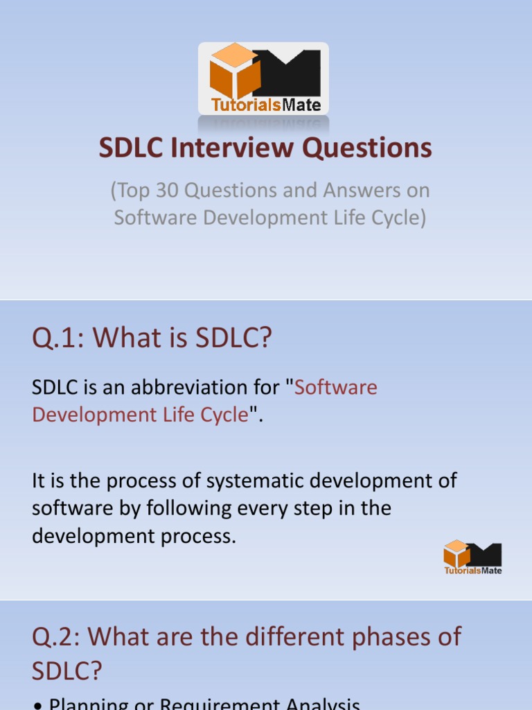 Top 30 SDLC Interview Questions and Answers | PDF