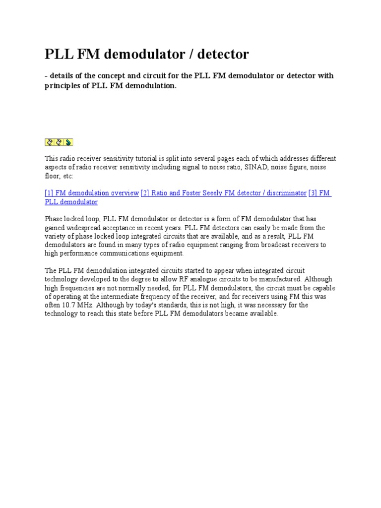 PLL FM Demodulator | PDF | Detector (Radio) | Frequency Modulation