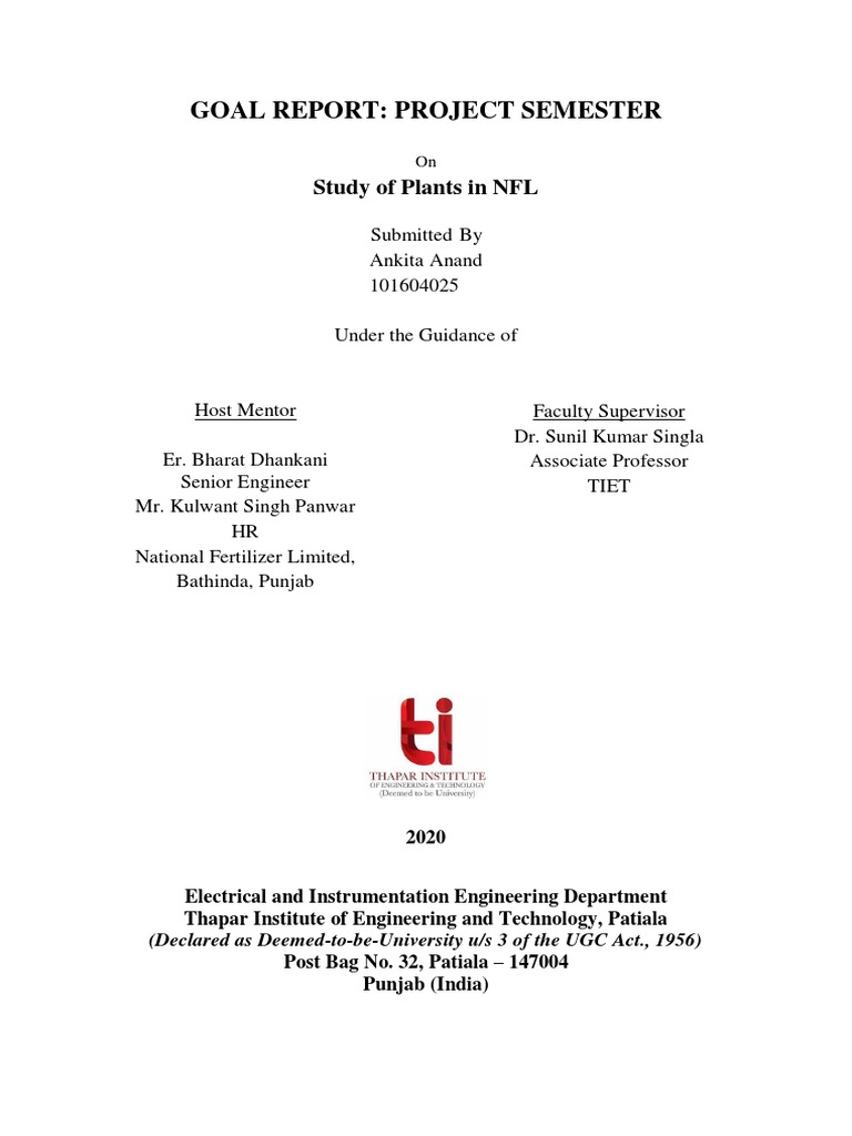Goal Report of NFL, Bathinda | PDF | Electric Motor | Boiler
