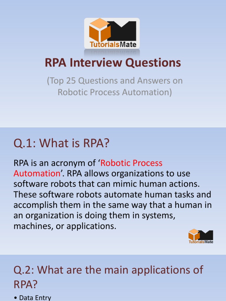 TOP 25 RPA Interview Questions and Answers | PDF | Information ...