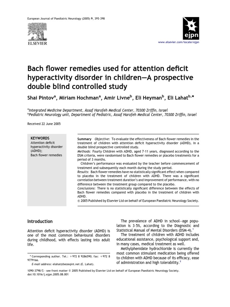 ADHD Study: Bach Remedies Ineffective | PDF | Bach Flower Remedies ...