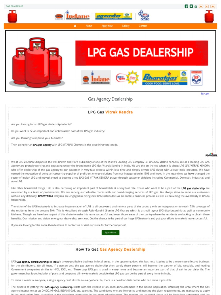 Gas Agency Dealership - Gas Dealership - Gas Agency Distributorship | PDF