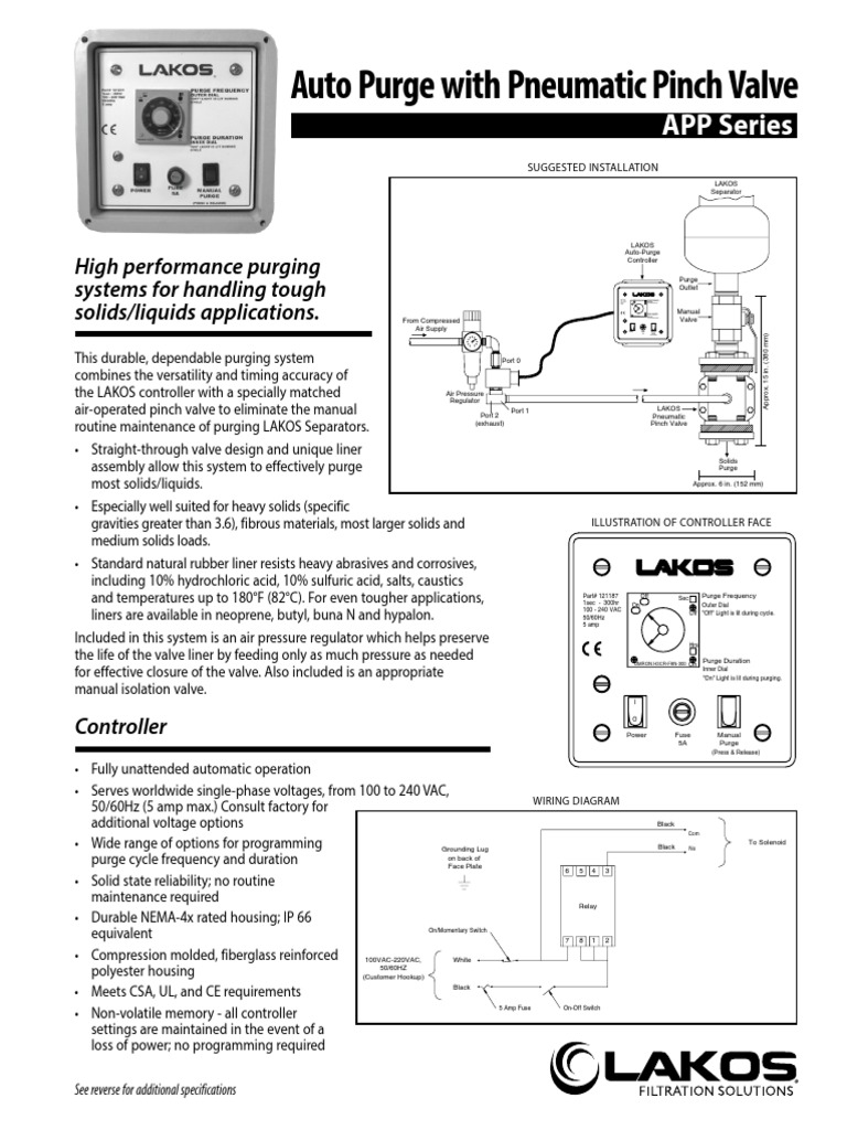 Auto Purge With Pneumatic Pinch Valve: APP Series | PDF | Valve | Solid
