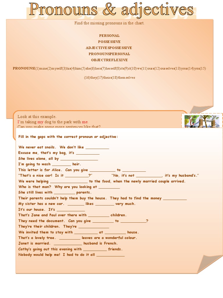 Fill in Missing Pronouns Chart | PDF | Pronoun | Human Communication