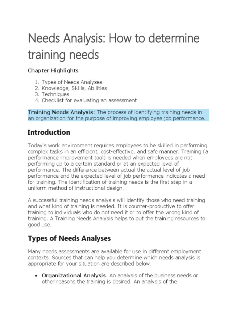 Training Needs Analysis Guide | PDF | Competence (Human Resources ...