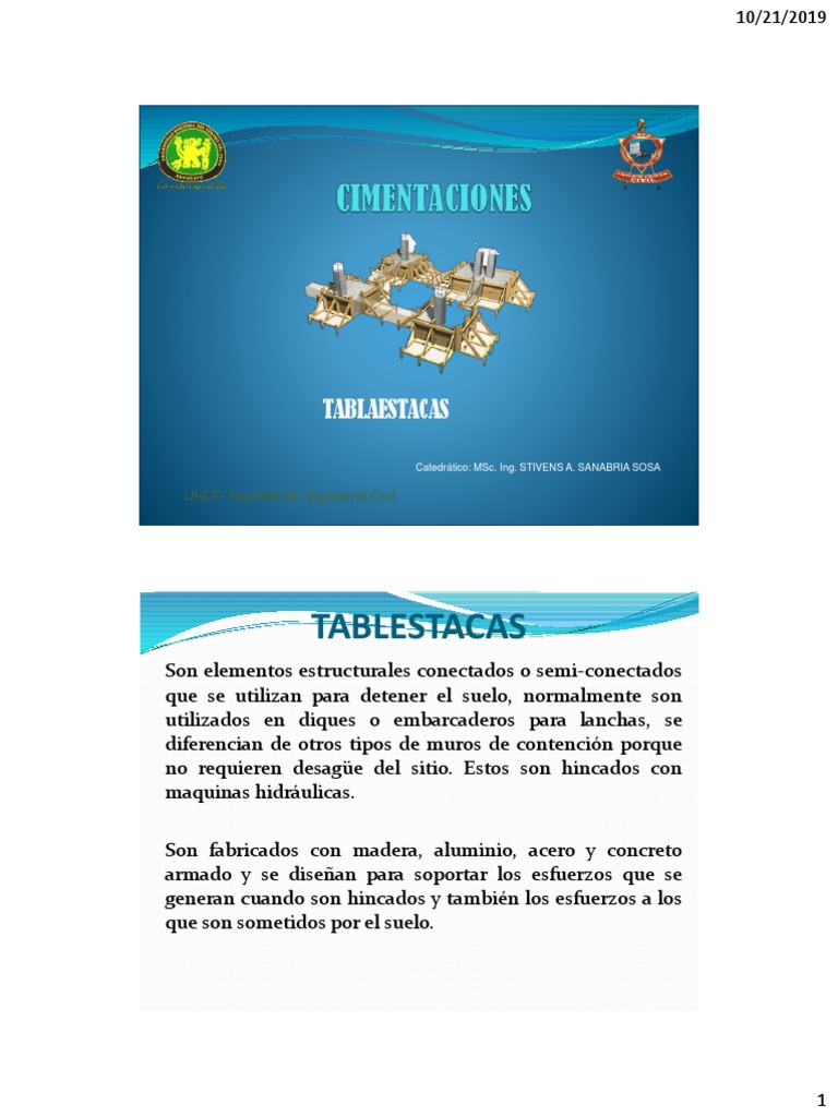 Tipos y diseño de tablestacas | PDF | Fundación (Ingeniería ...