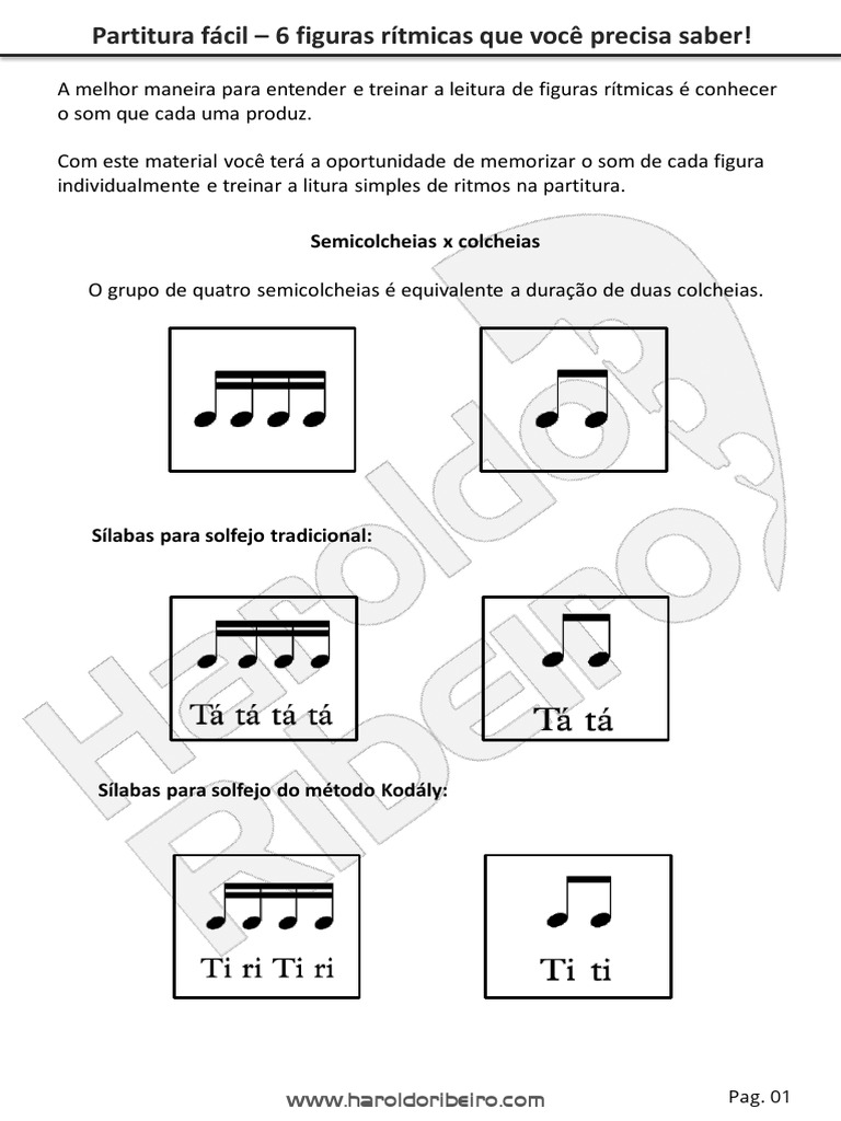 Partitura Fácil - 6 Figuras Rítmicas Que Você Precisa Saber | PDF ...