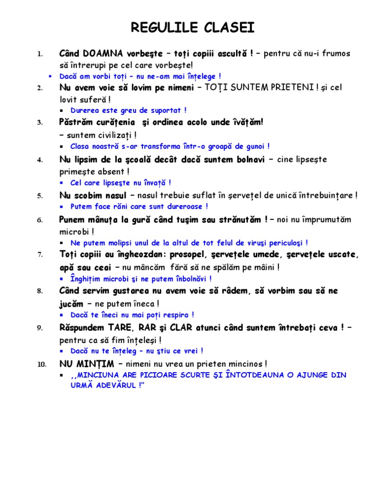 Regulile Clasei | PDF
