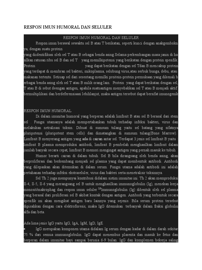Respon Imun Humoral Dan Seluler | PDF