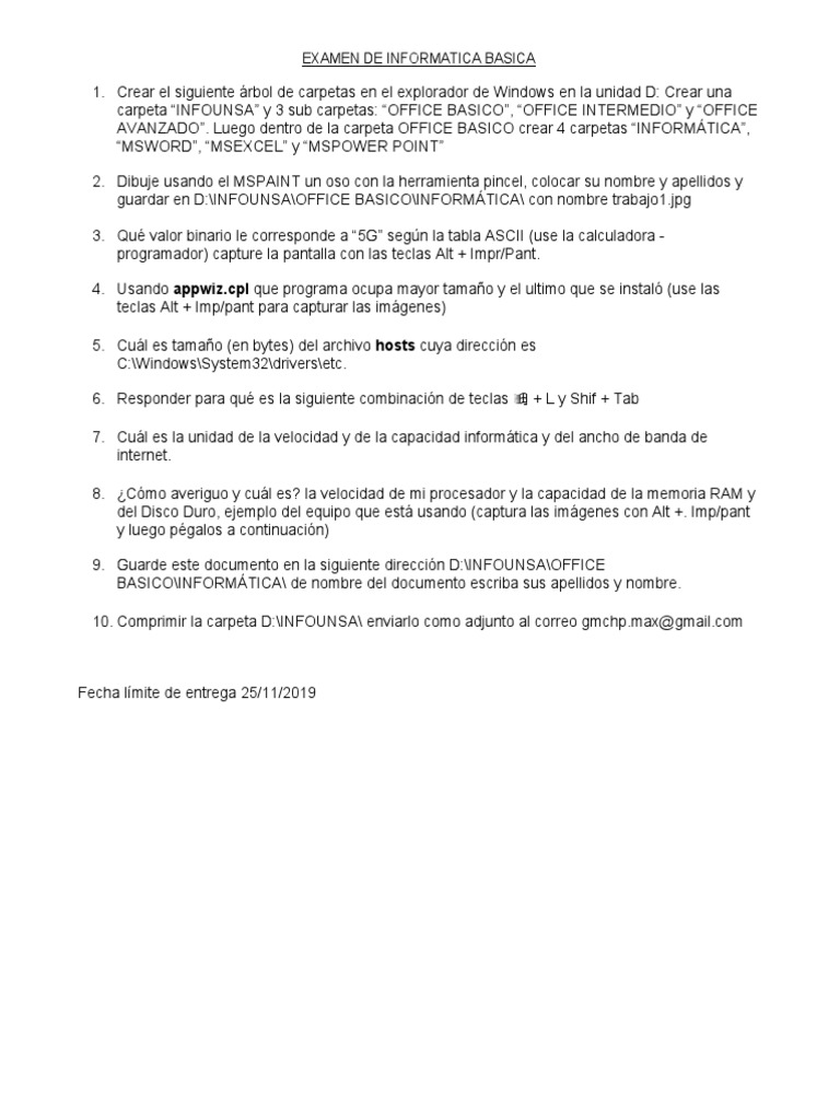 Examen de Informatica Basica | PDF Examen de Informatica Basica | PDF