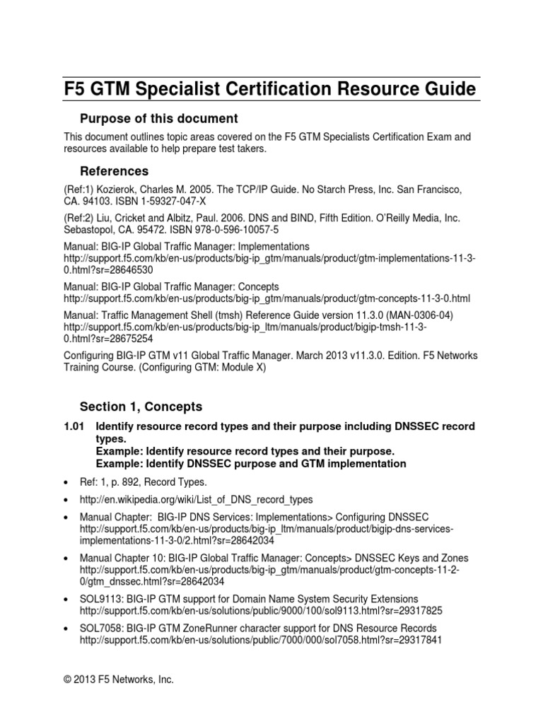 F5 GTM Specialist Certification Resource Guide: Purpose of This Document | PDF | Domain Name ...
