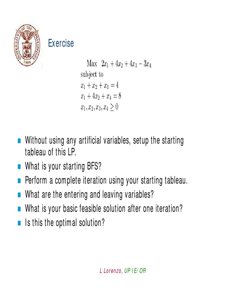 IE 41 Exam 1 Exercises | Download Free PDF | Mathematical Optimization ...