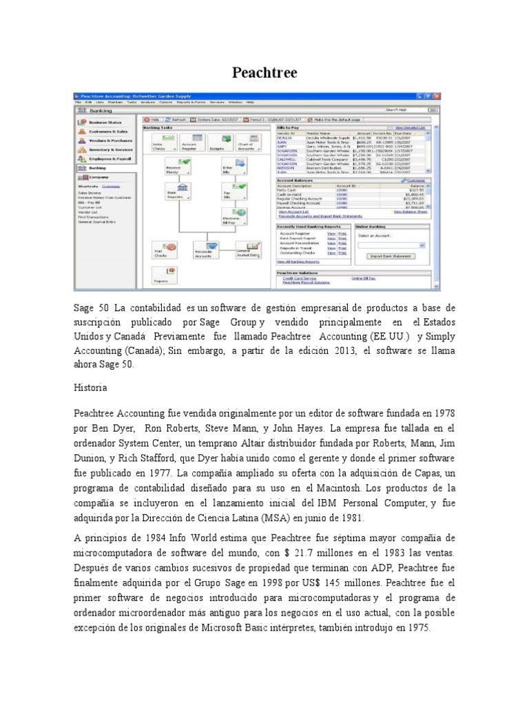 Historia de Peachtree y Sage 50 | PDF | Microcomputadoras | Microsoft