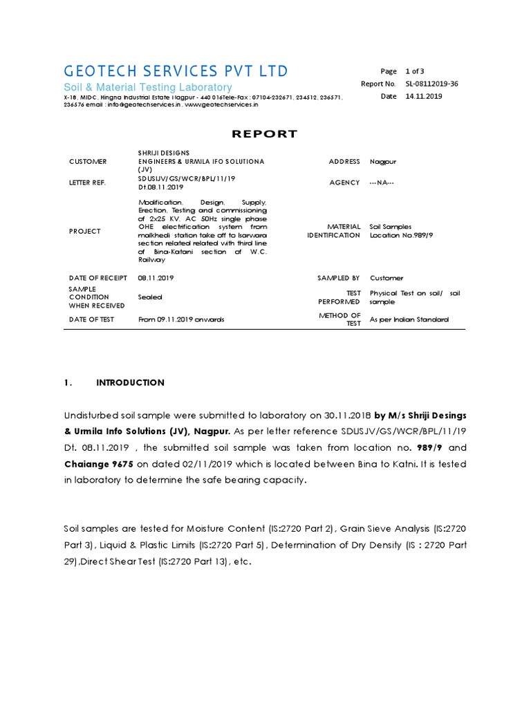 Soil Test Report 9675 - Bhopal | PDF | Soil | Horticulture And Gardening