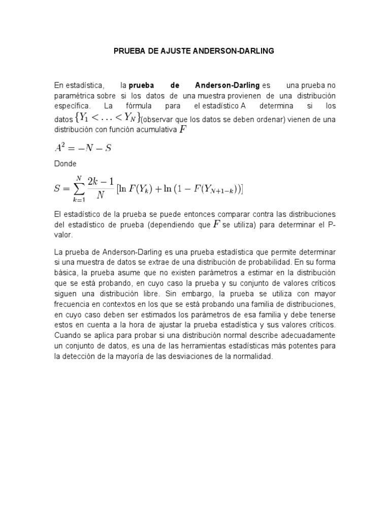 Test de Anderson Darling | PDF