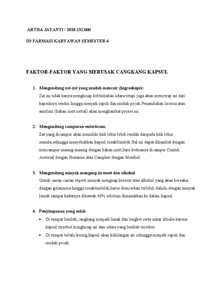 Faktor Merusak Cangkang Kapsul | PDF | Sains & Matematika