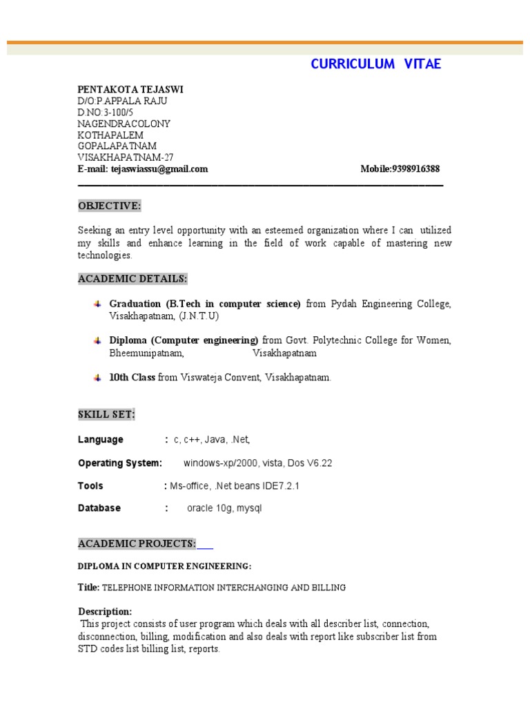 Tejaswi Resume | PDF | My Sql | Computing