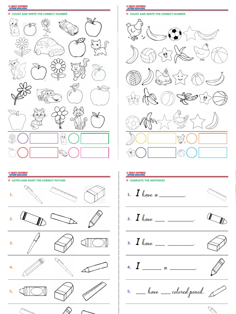 Counting and Sentence Completion Activities | PDF