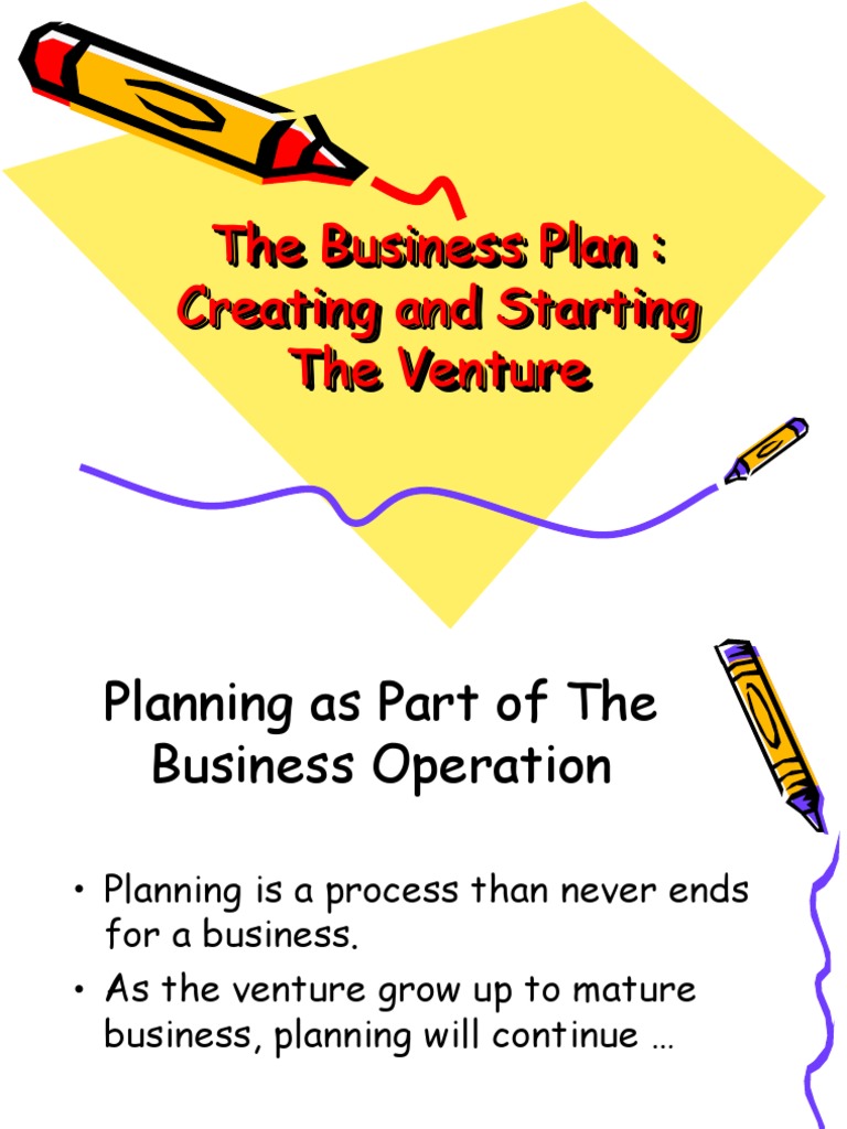 The Business Plan: Creating and Starting The Venture | PDF ...